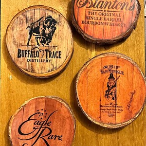Rustic Wood Bourbon Coaster Set Blanton's, Eagle Rare, Buffalo Trace ...