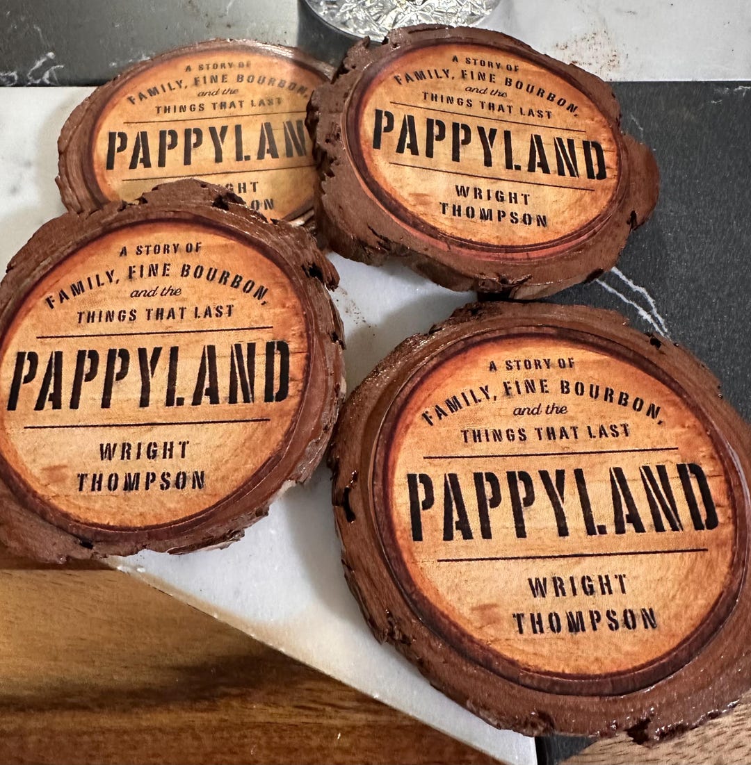 Sustainable Live Wood Edge Rustic Bourbon Coaster Gift Set - Pappy Van ...
