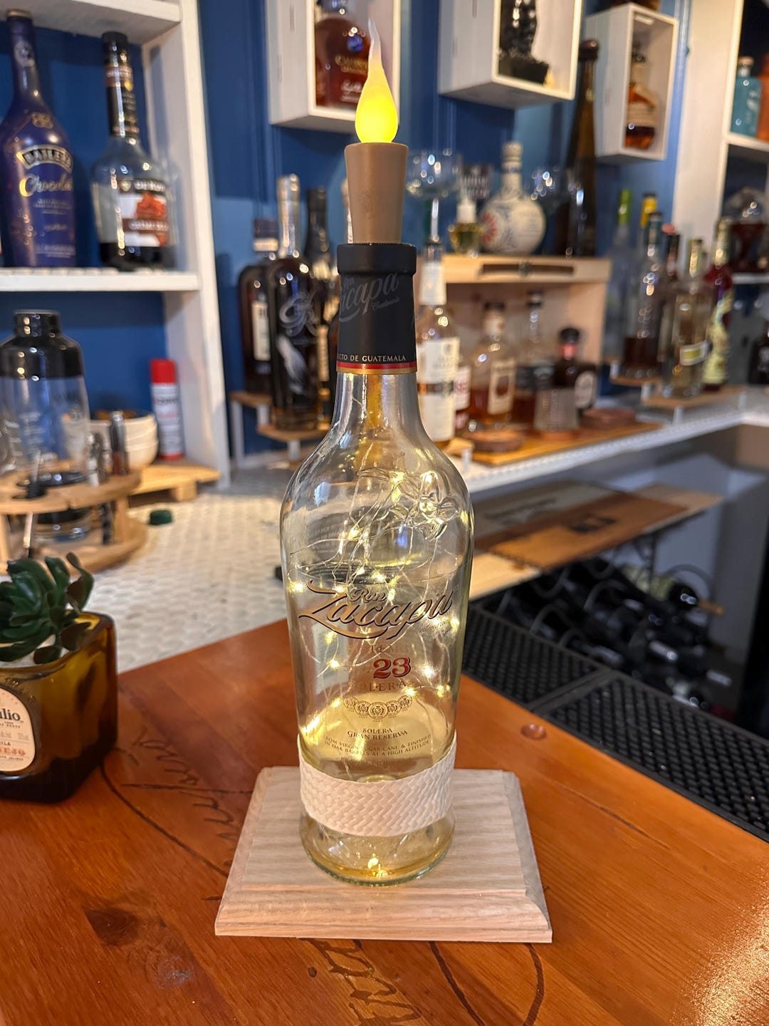 Upcycled Illuminated RON ZACAPA RUM Tiki Like Torch Filled With Mini ...