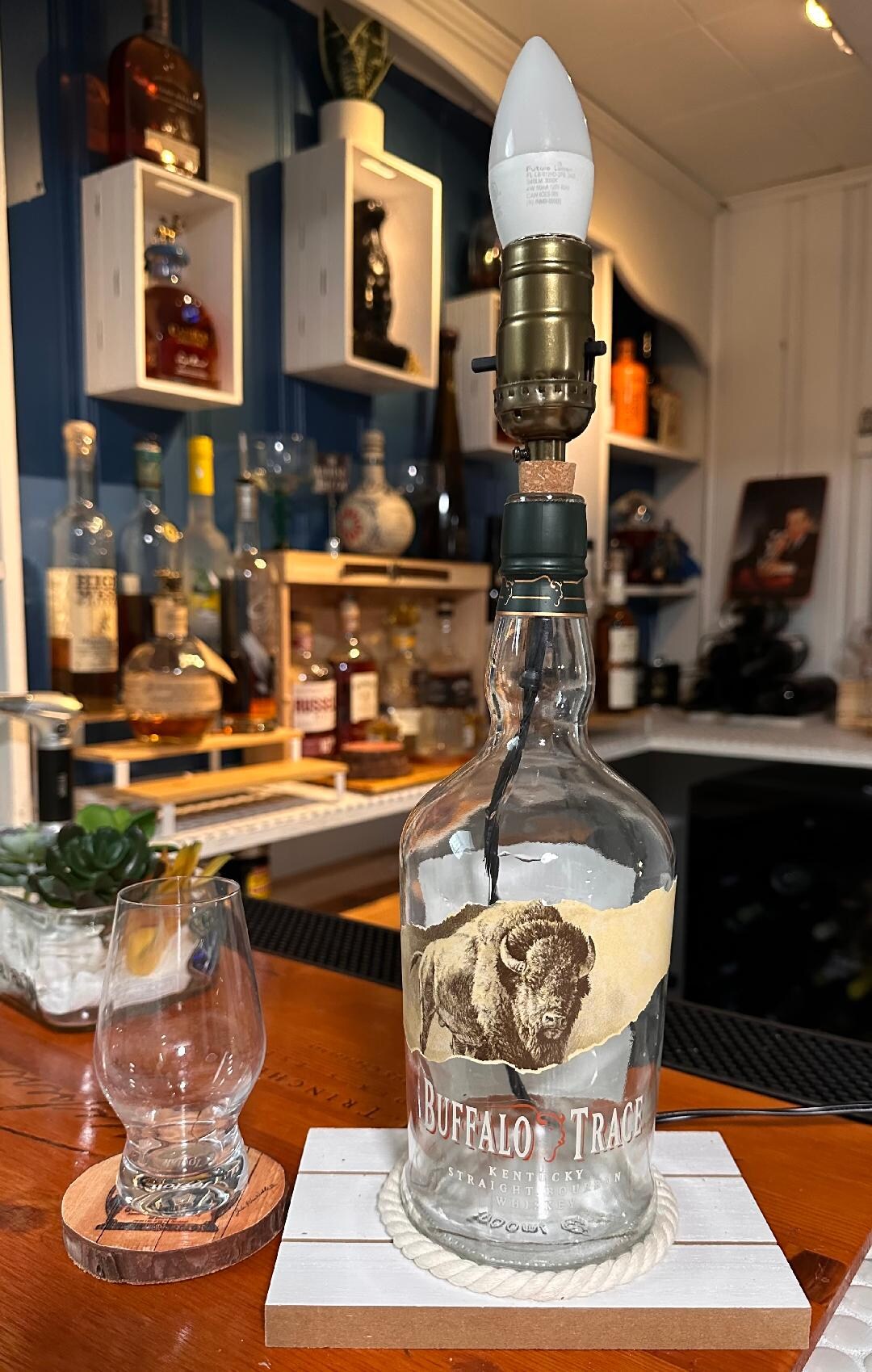 Upcycled Buffalo Trace Bourbon Bottle Lamp for Home Bar & Man Cave - Etsy