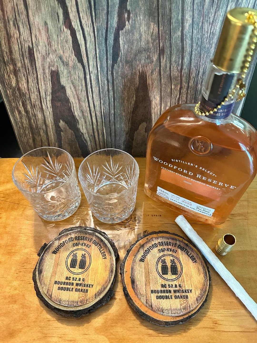 Table Top Tiki Bottle Torch Gift Set - 2 Woodford Reserve Bourbon ...