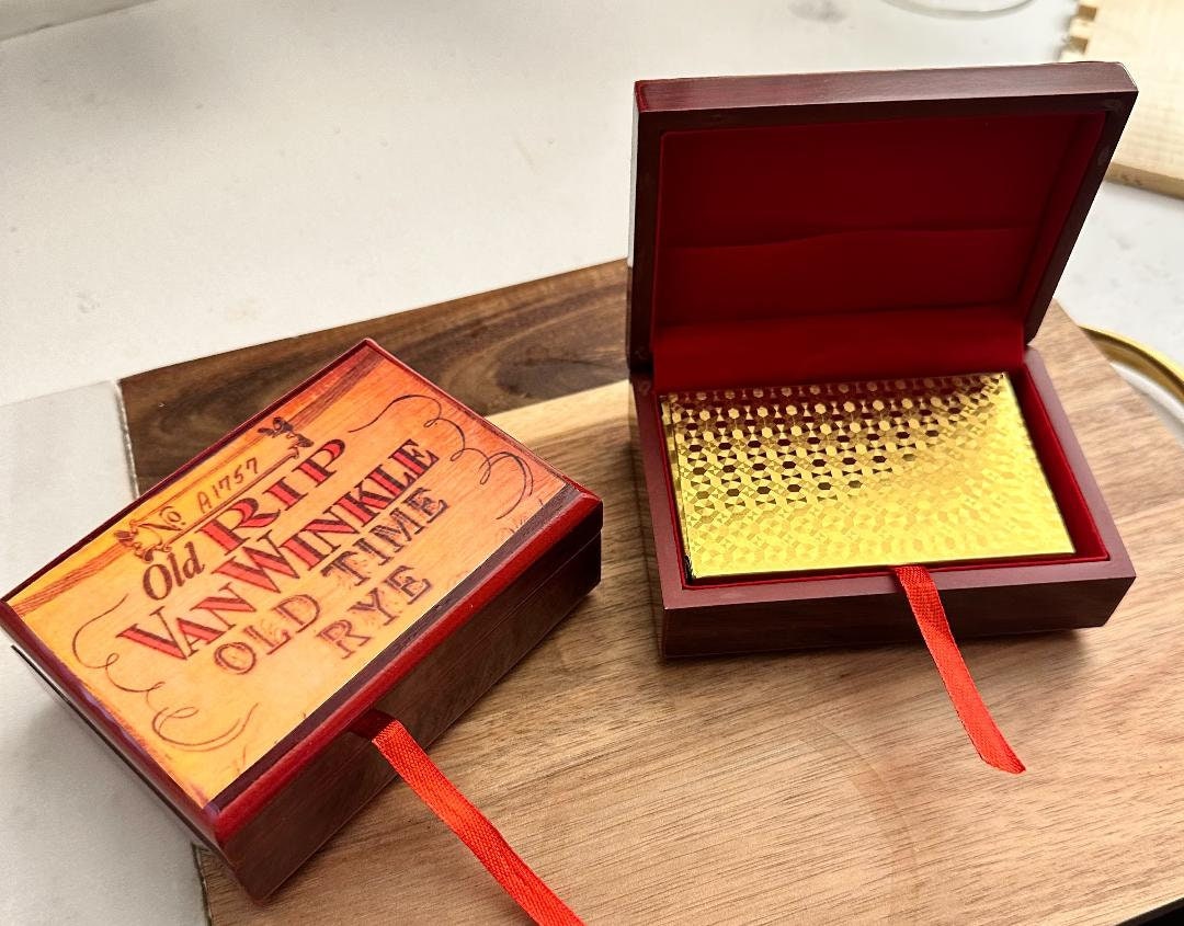 Gold Playing Cards Pappy Van Winkle Gift Set Includes 2 Wood Coasters ...