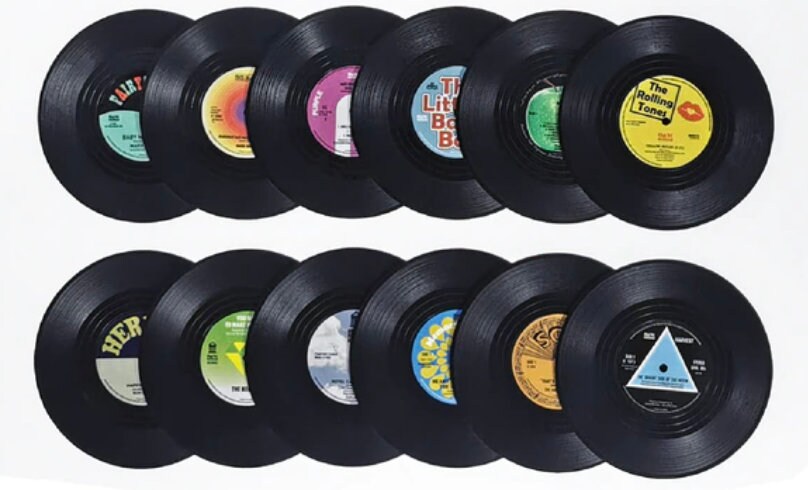6pc Vinyl Record Coasters With Record Holder Retro Disk Cup Anti-slip ...