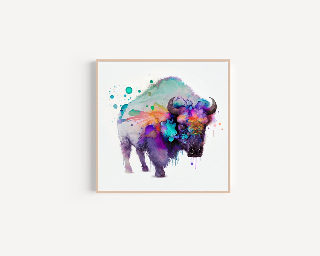 Digital Download Buffalo Painting, Colorful Buffalo, Printable Wall Art ...