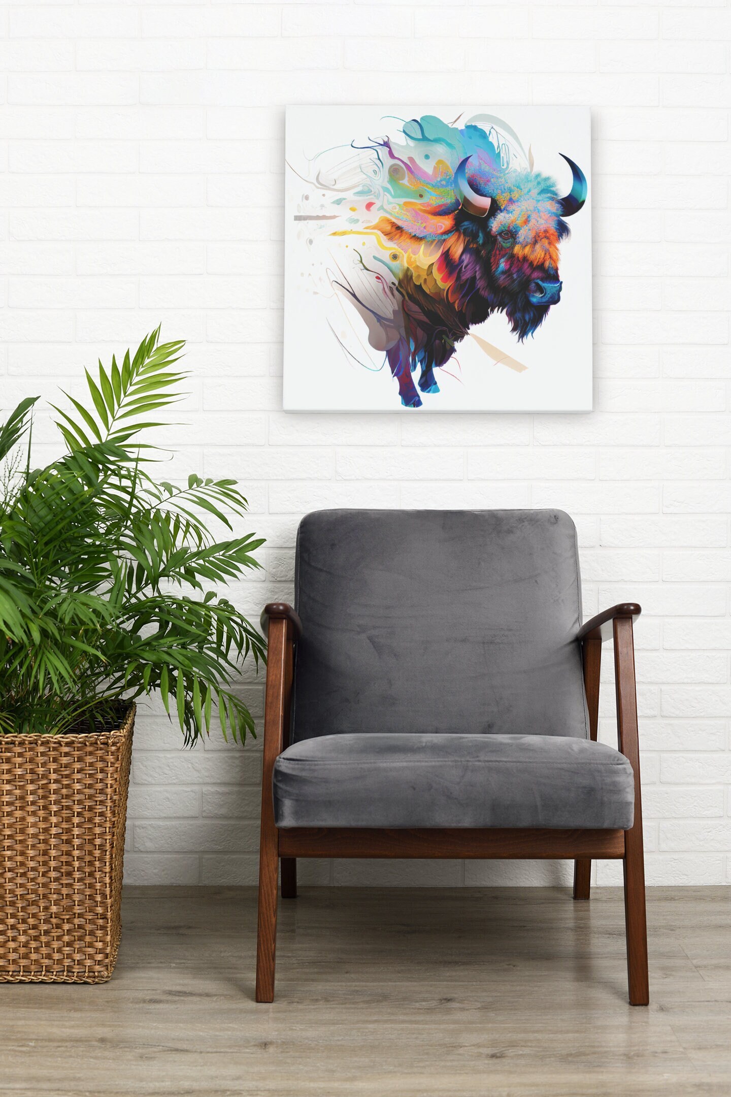 Digital Download Buffalo Painting, Colorful Buffalo, Printable Wall Art ...