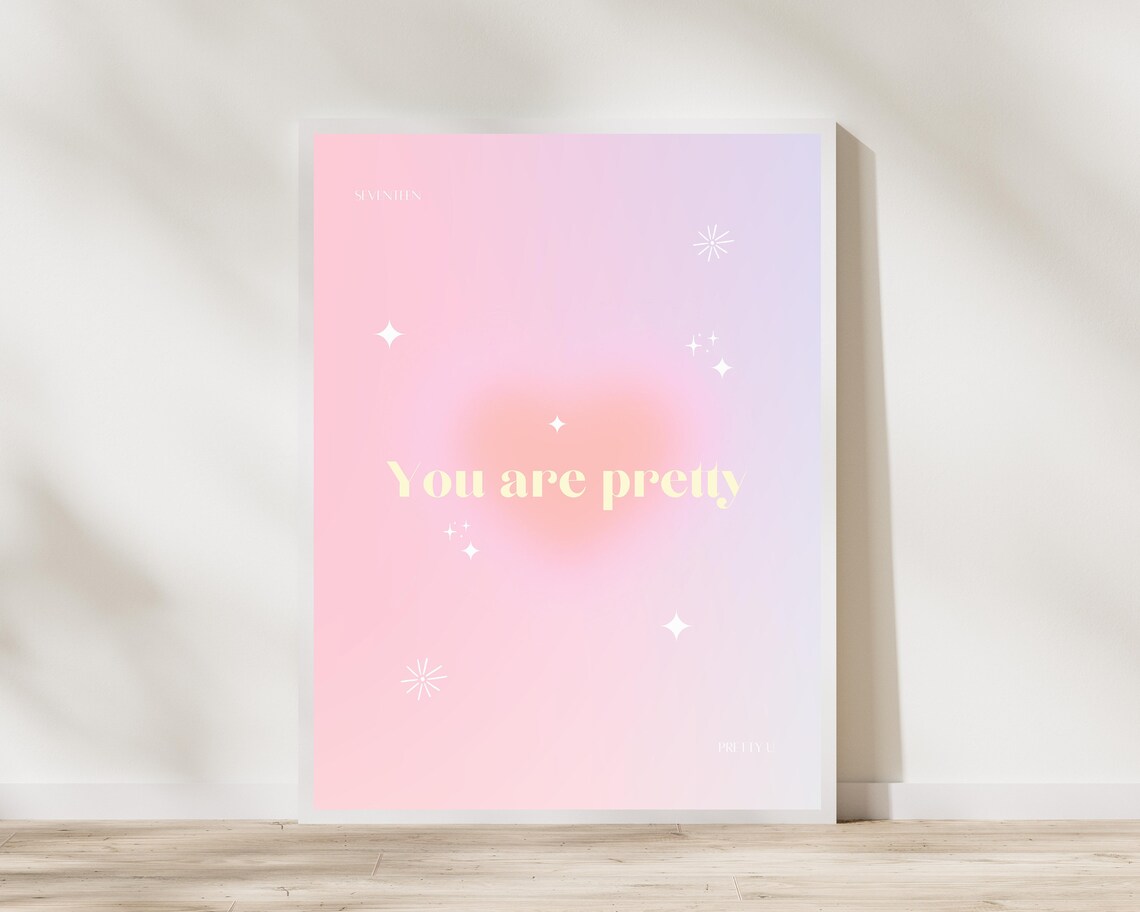 Seventeen Pretty U Wall Print, Aesthetic Kpop Decor, Song Lyric Wall ...