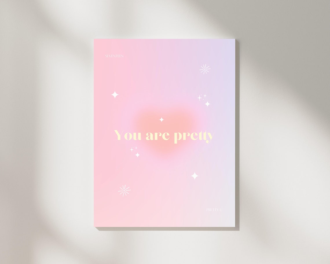 Seventeen Pretty U Wall Print, Aesthetic Kpop Decor, Song Lyric Wall ...