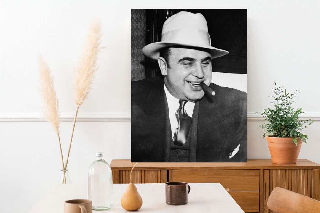Mafia, Gangster Al Capone Smoking Cigar | Black and White Art | Retro ...