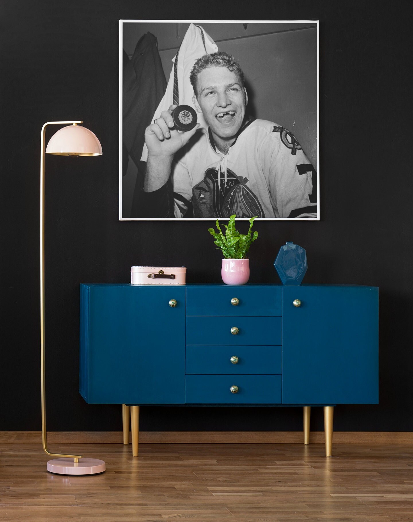 Retro, Smile With Puck, No Teeth After Hockey Black and White Art Retro ...