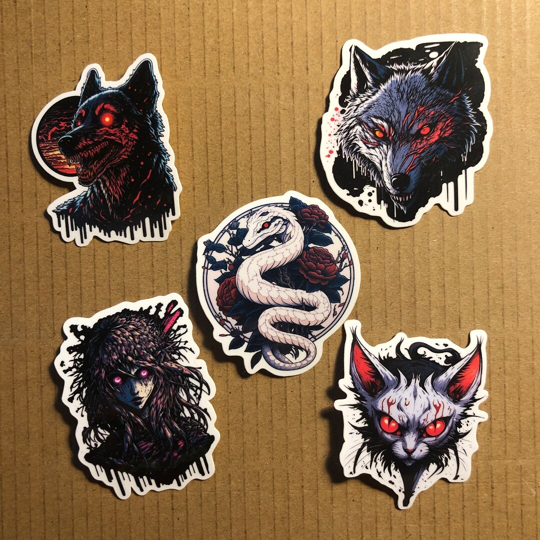Red Eyes Stickers Pack, Spooky Sticker, Vinyl Sticker, 5 Pcs. Pack - Etsy