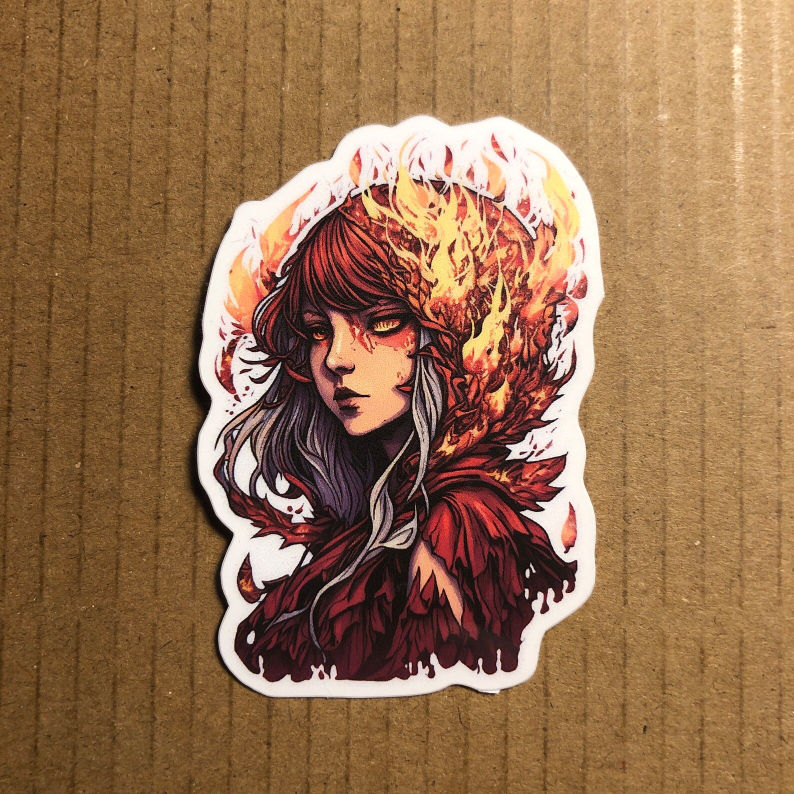 Fire Element Girl Sticker, Anime Girl Sticker, Vinyl Sticker - Etsy