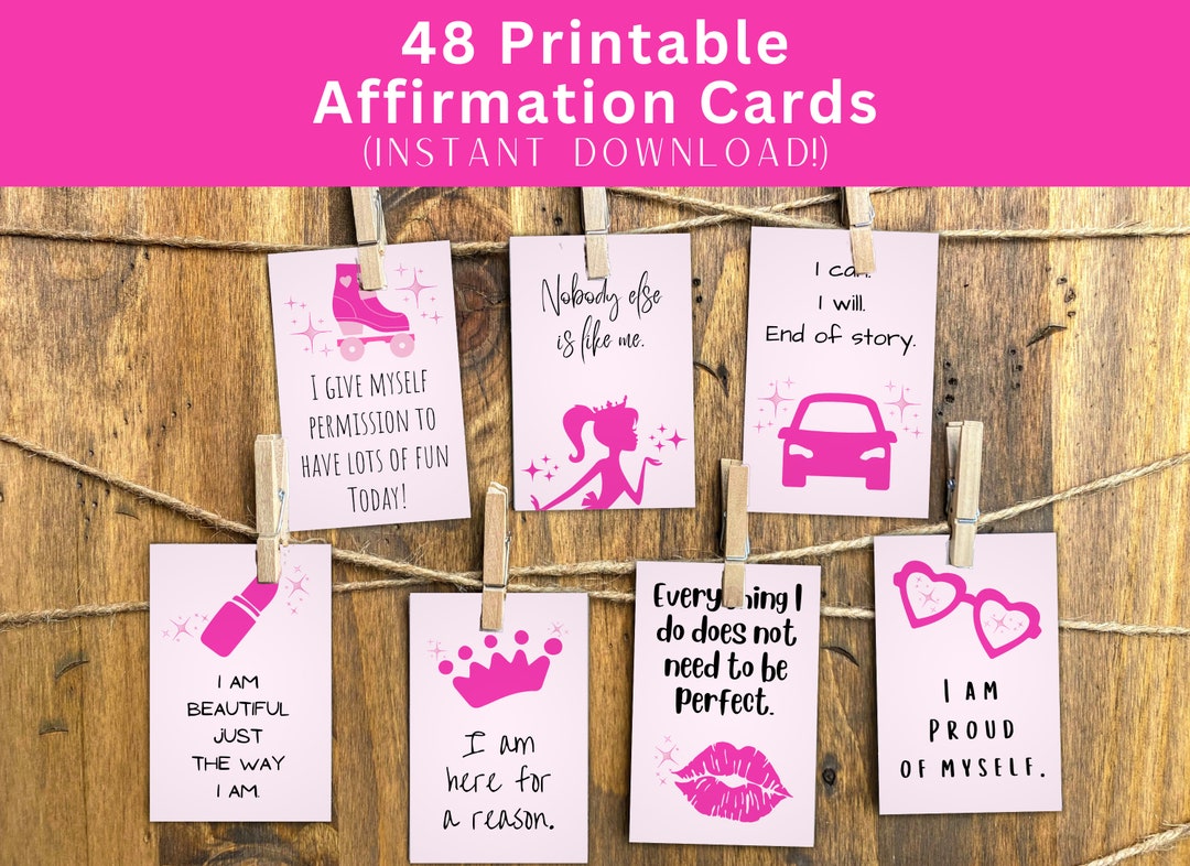 Printable Affirmation Cards, Pink Princess Barb Doll - Etsy