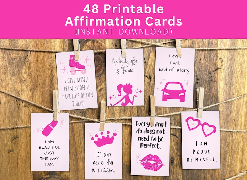 Printable Affirmation Cards, Pink Princess Barb Doll - Etsy