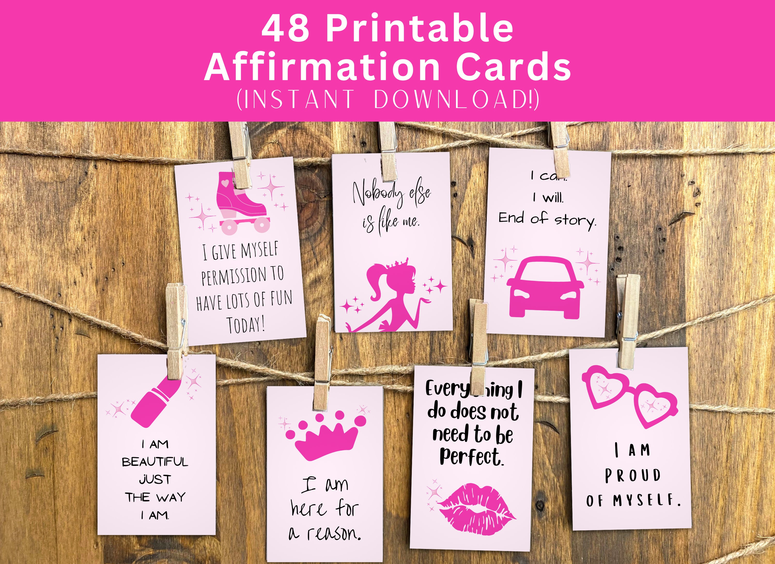 Printable Affirmation Cards, Pink Princess Barb Doll - Etsy