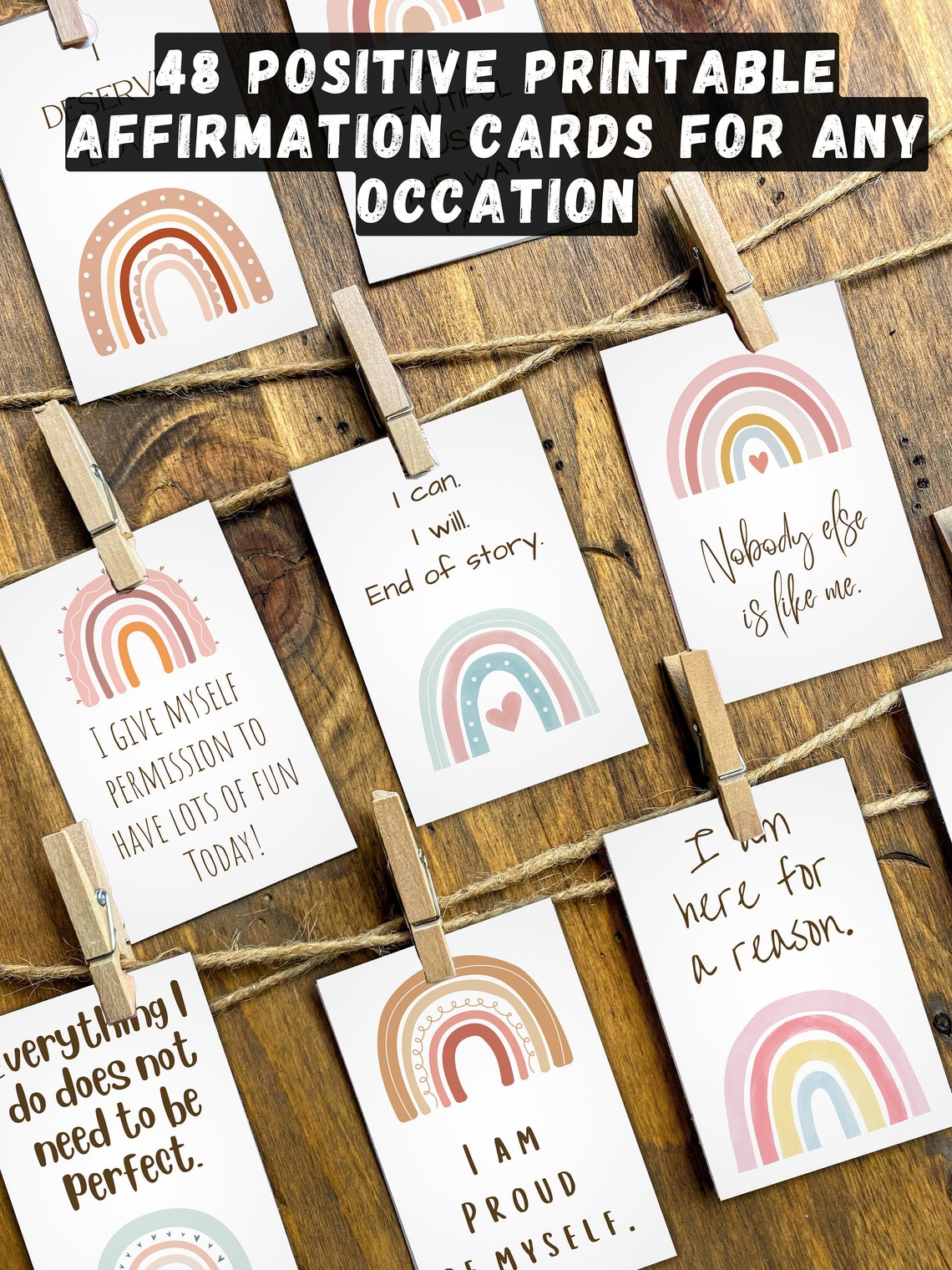 Printable Affirmation Cards, Colorful Rainbows - Etsy