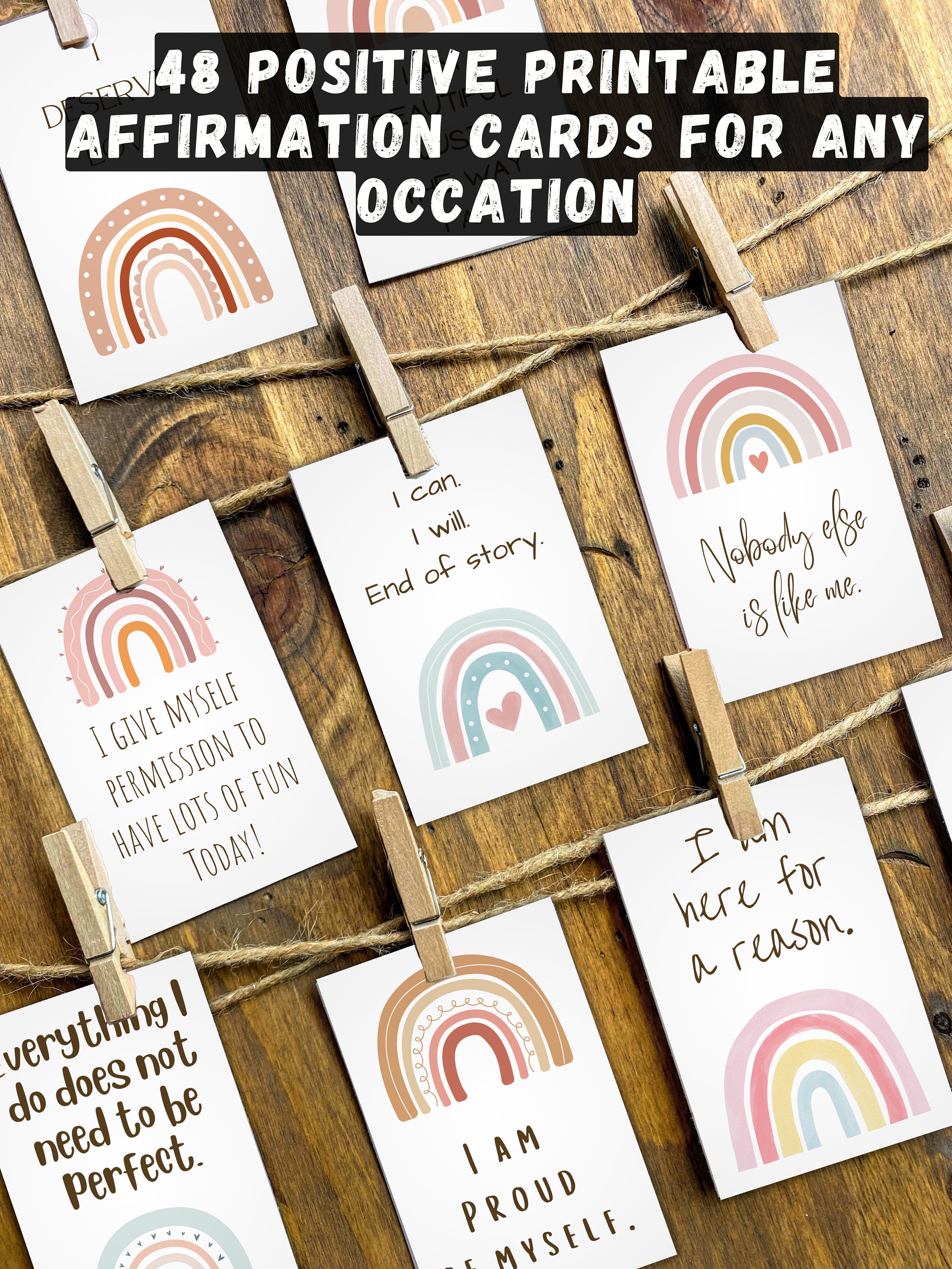 Printable Affirmation Cards, Colorful Rainbows - Etsy