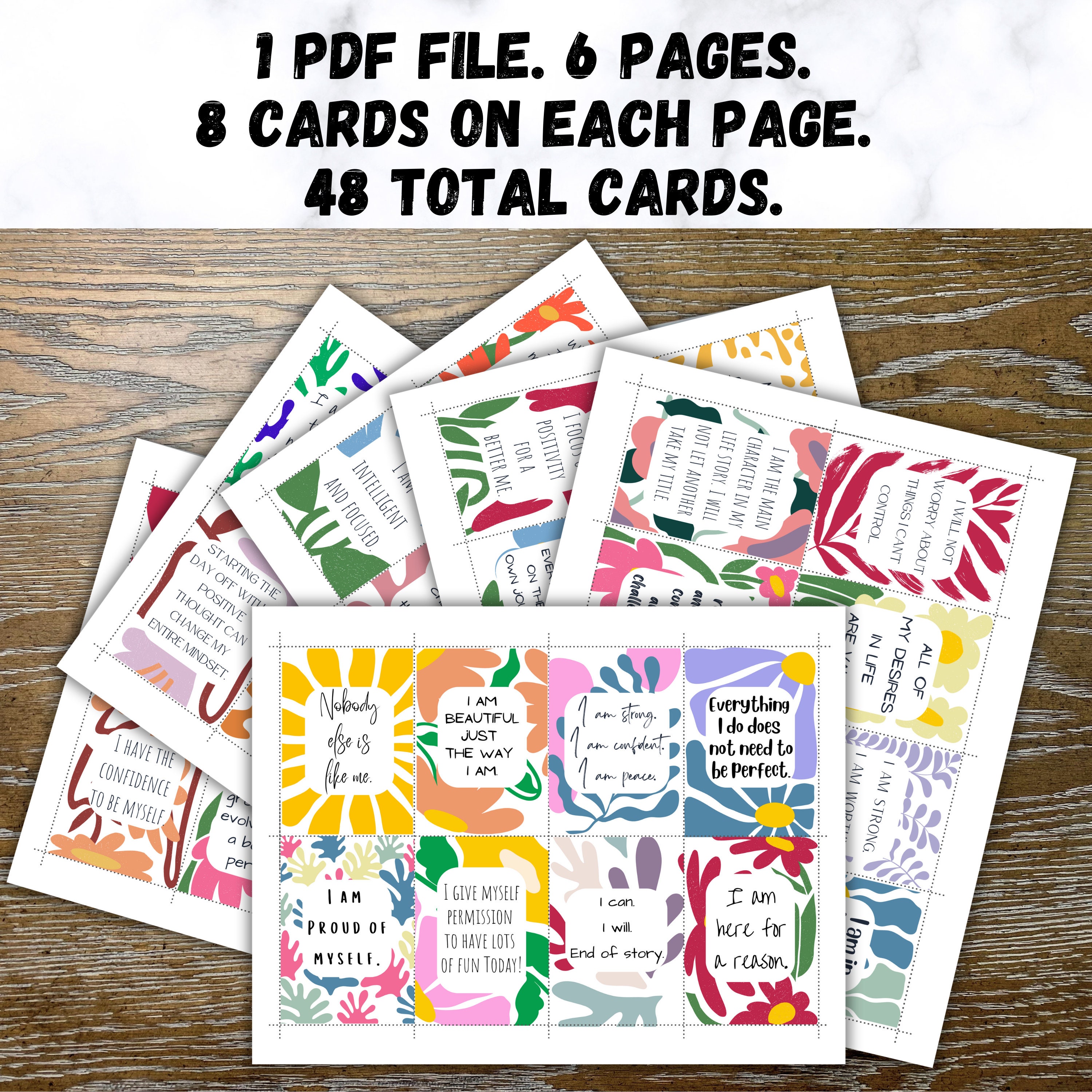 Printable Affirmation Cards, Matisse Style, Colorful Groovy ...