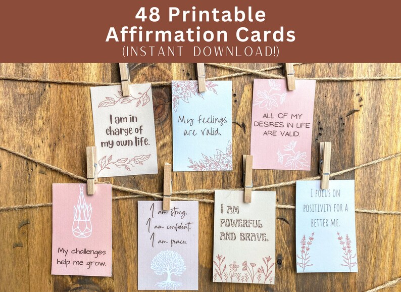 Printable Affirmation Cards, Boho Plants and Flowers - Etsy
