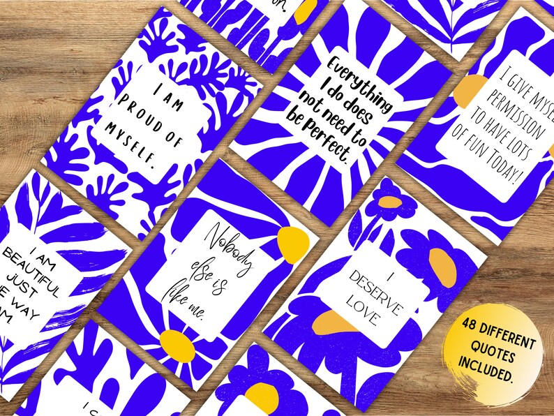 Printable Affirmation Cards, Matisse Style, Groovy Encouragement Cards ...