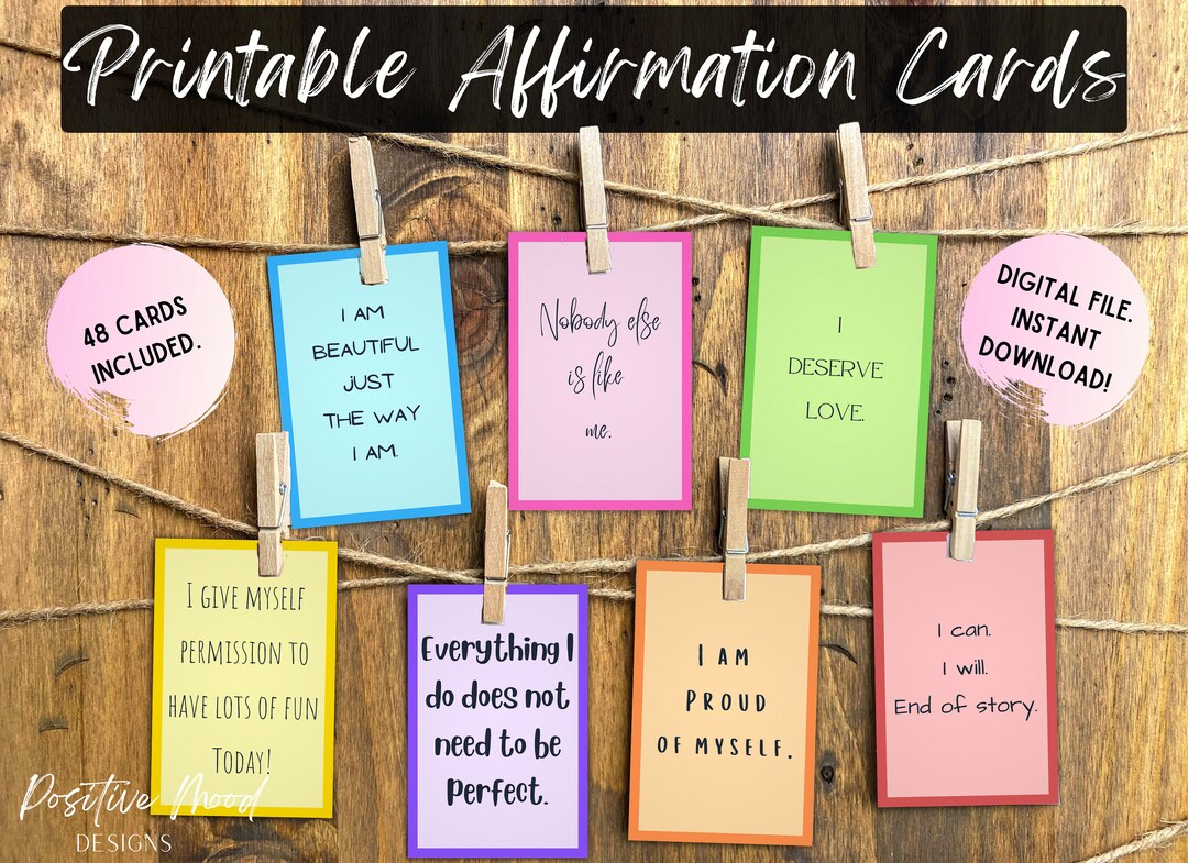 Printable Affirmation Cards Bright Flash Cards Daily - Etsy