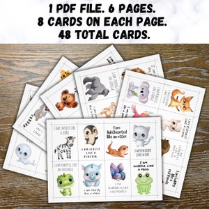 Printable Affirmation Cards, Adorable Zoo and Safari Animals for Kids ...