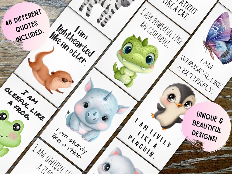 Printable Affirmation Cards, Adorable Zoo and Safari Animals for Kids ...