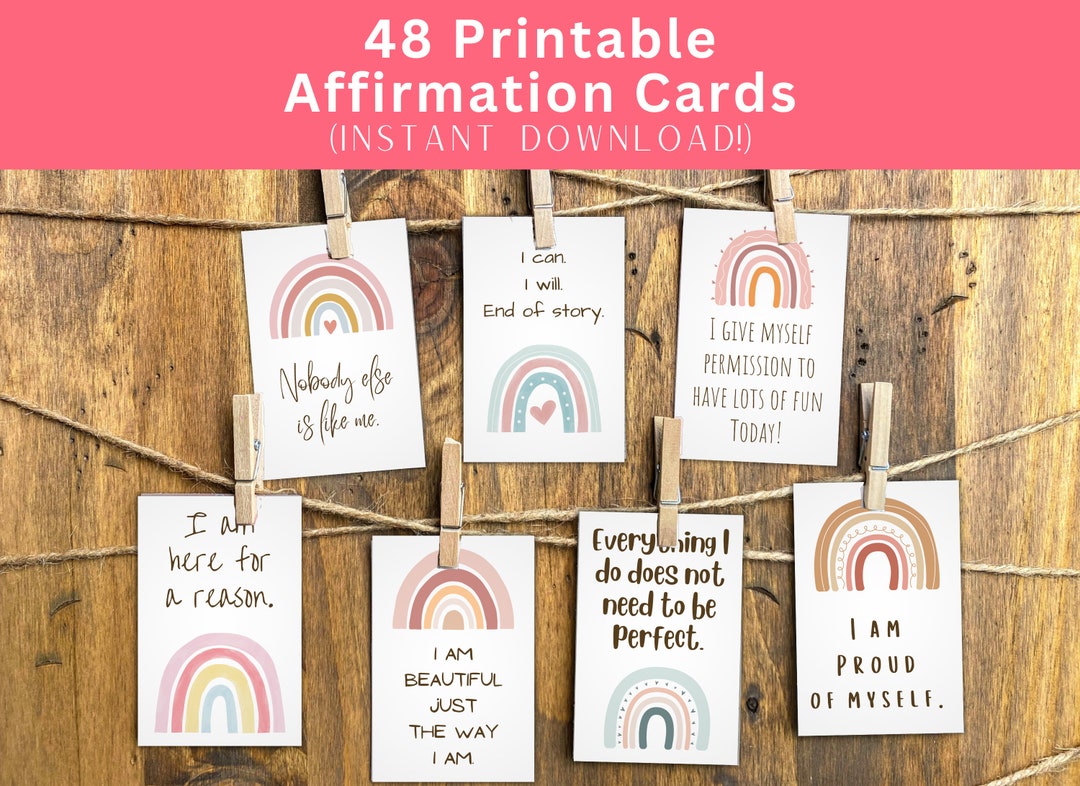 Printable Affirmation Cards, Colorful Rainbows - Etsy