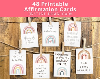 20 Affirmation Cards - Boho/rainbow Theme - Etsy