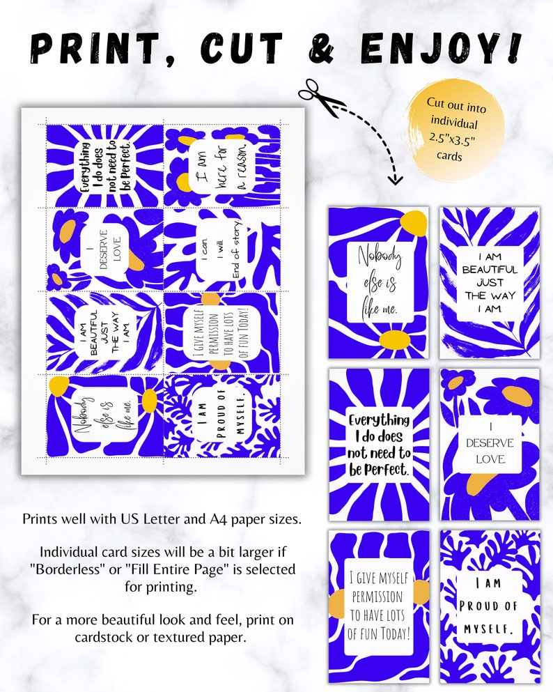 Printable Affirmation Cards, Matisse Style, Groovy Encouragement Cards ...