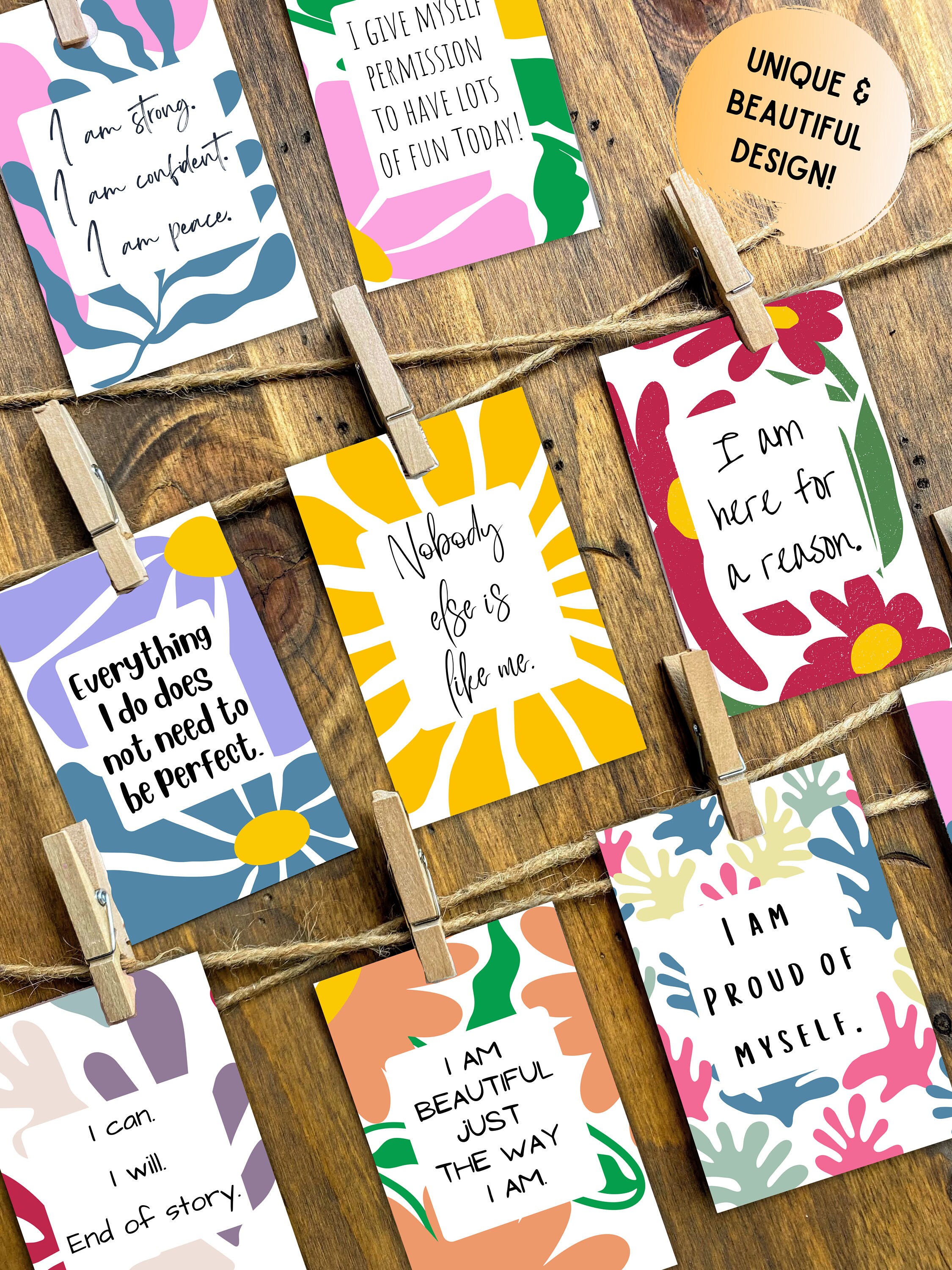 Printable Affirmation Cards, Matisse Style, Colorful Groovy ...