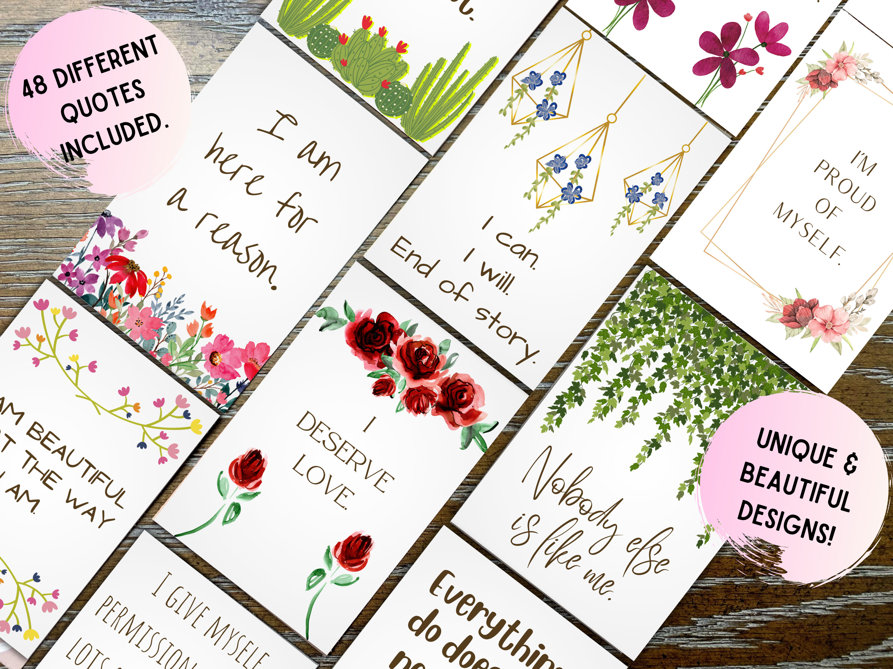 Printable Affirmation Cards, Elegant Flowers and Plants - Etsy