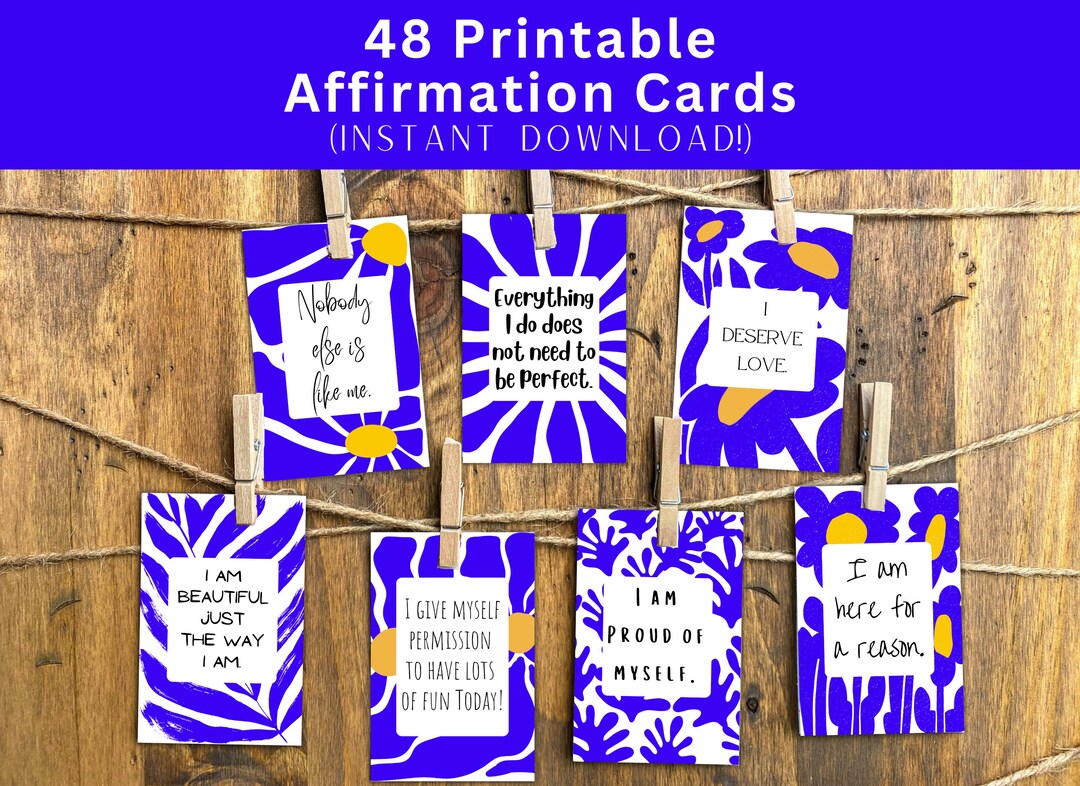 Printable Affirmation Cards, Matisse Style, Groovy Encouragement Cards ...