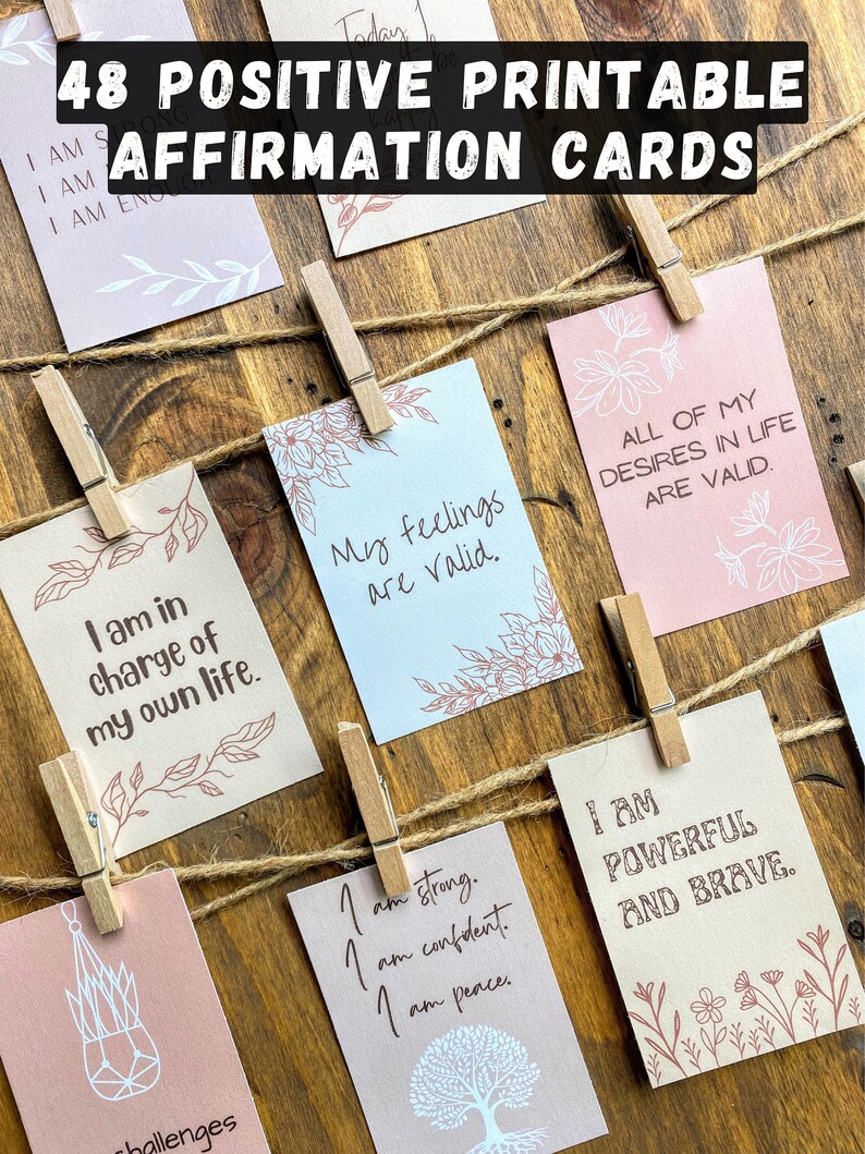 Printable Affirmation Cards, Boho Plants and Flowers - Etsy
