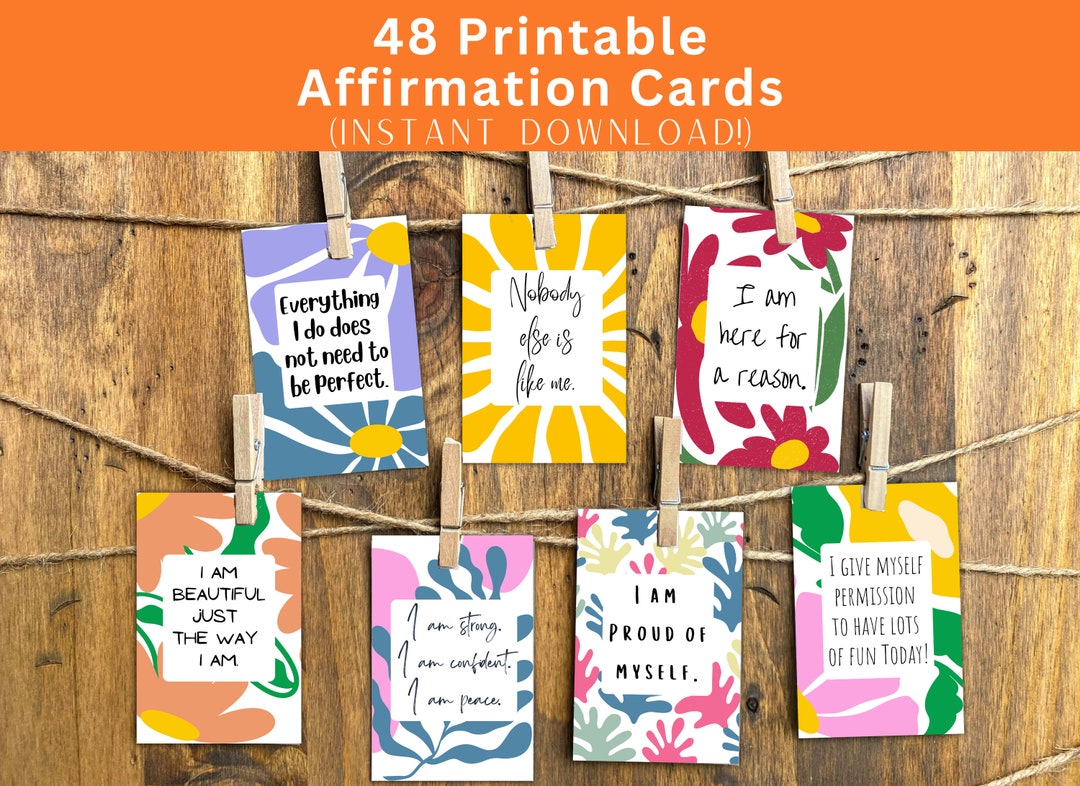 Printable Affirmation Cards, Matisse Style, Colorful Groovy ...