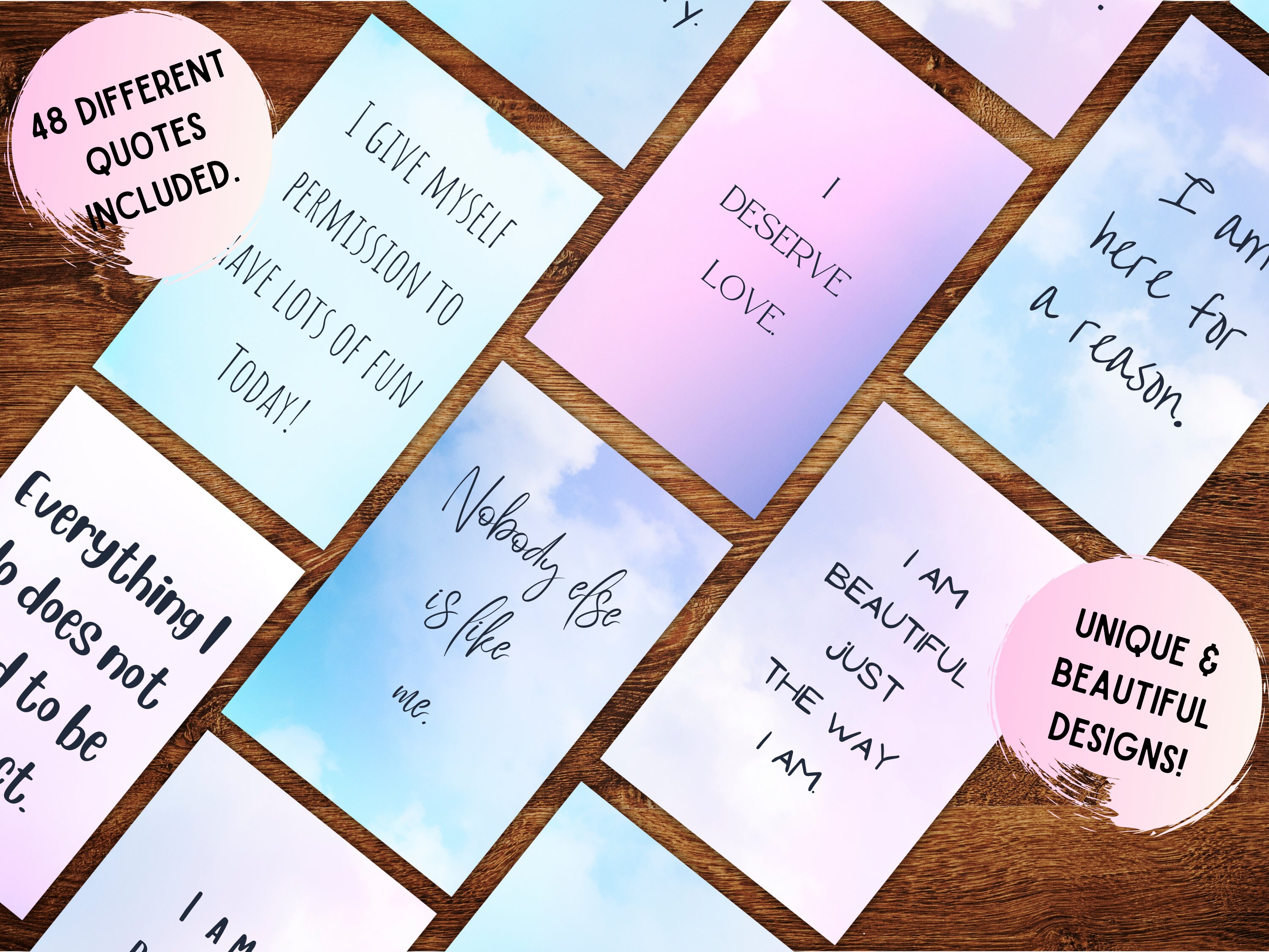 Printable Affirmation Cards, Beautiful Pastel Clouds - Etsy
