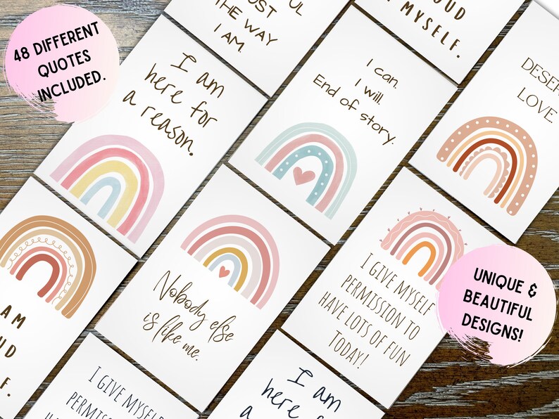 Printable Affirmation Cards, Colorful Rainbows - Etsy