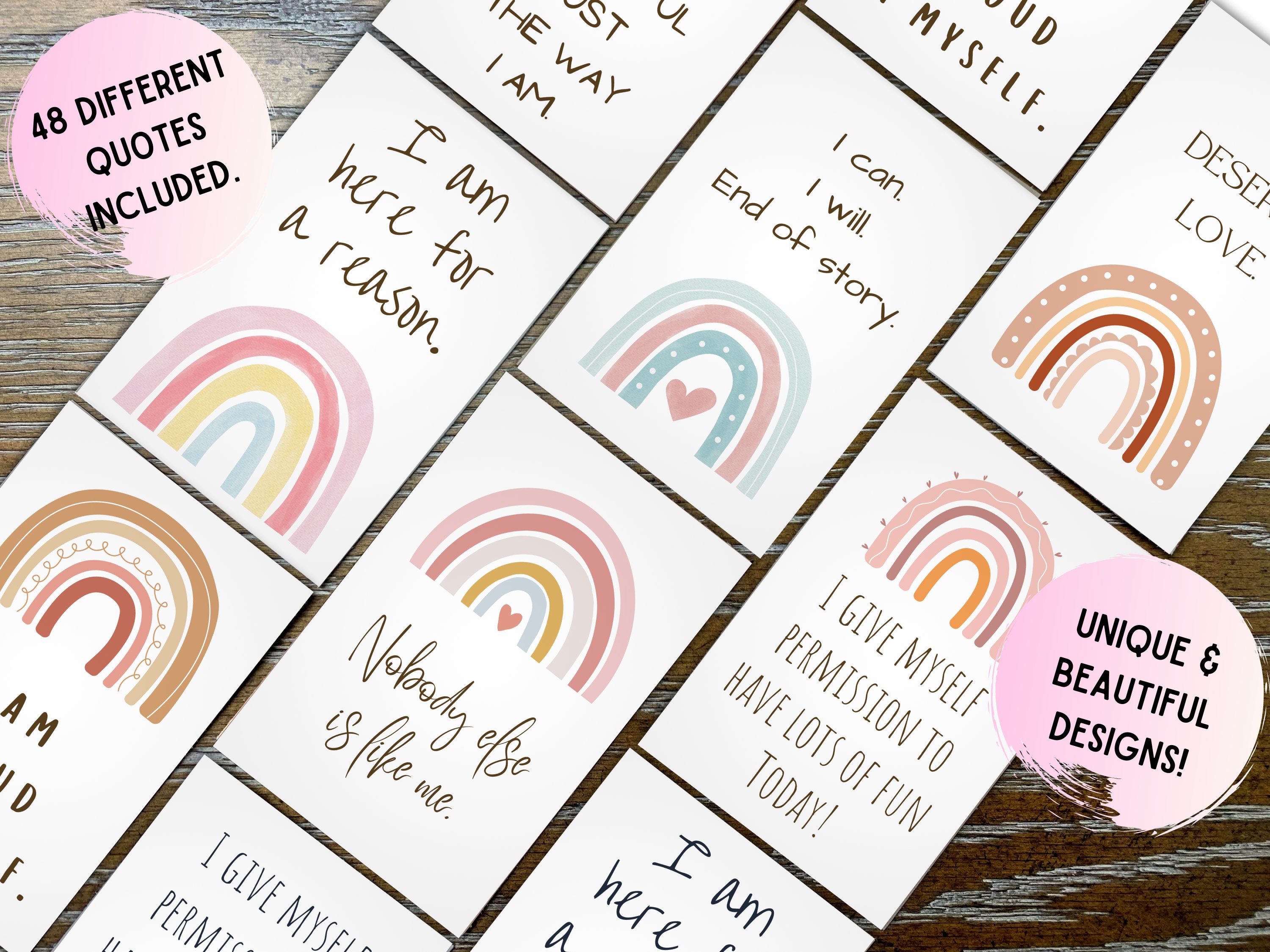 Printable Affirmation Cards, Colorful Rainbows - Etsy