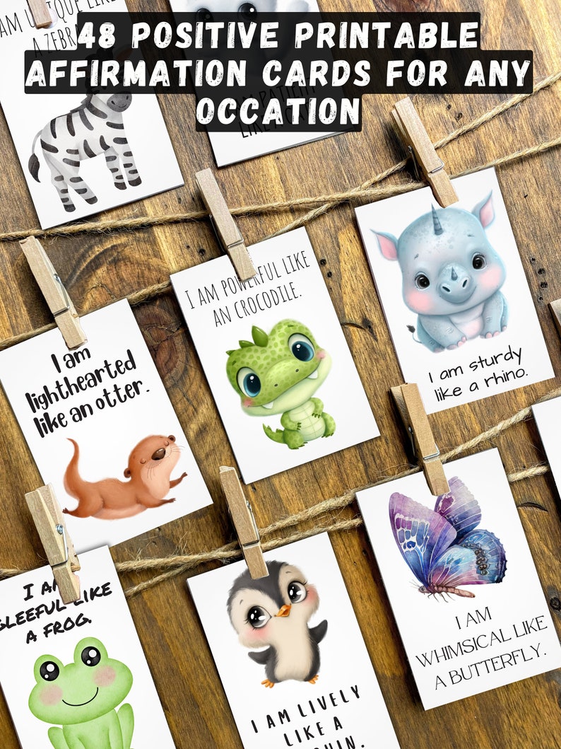 Printable Affirmation Cards, Adorable Zoo and Safari Animals for Kids ...