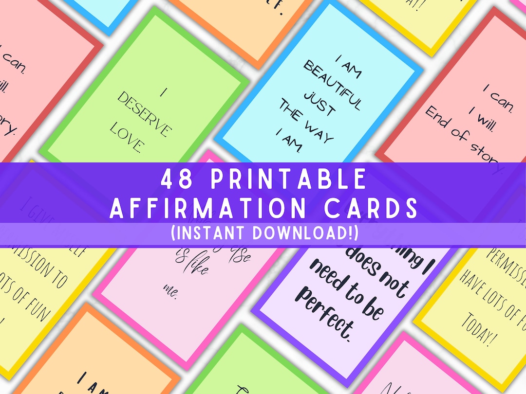Printable Affirmation Cards, Bright and Bold - Etsy