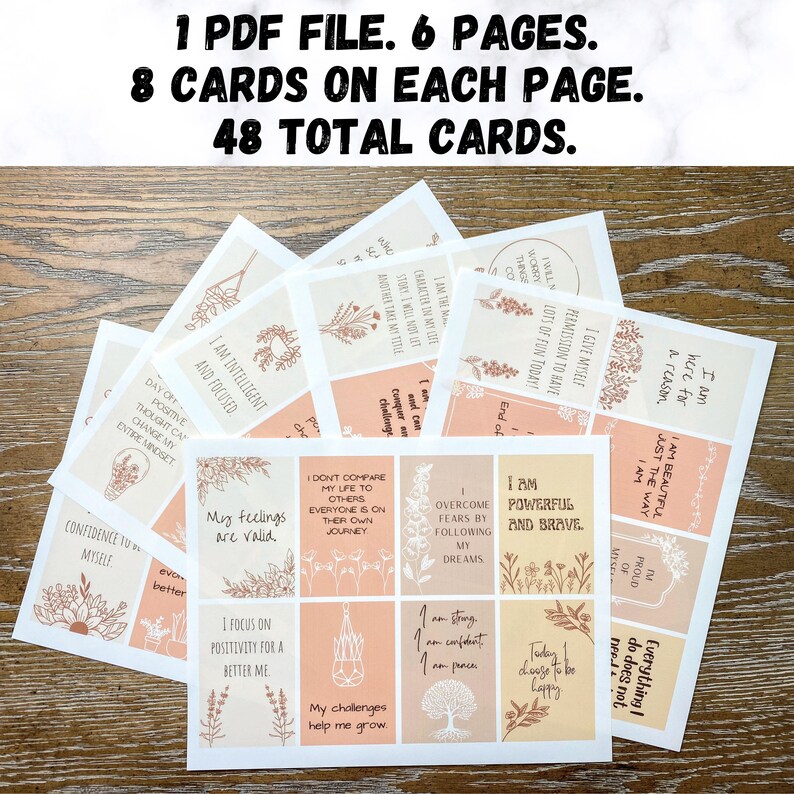 Printable Affirmation Cards, Boho Plants and Flowers - Etsy