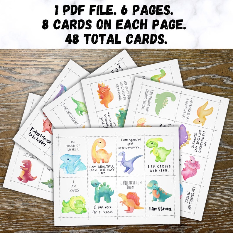 Printable Affirmation Cards, Adorable and Fun Dinosaurs for Kids - Etsy