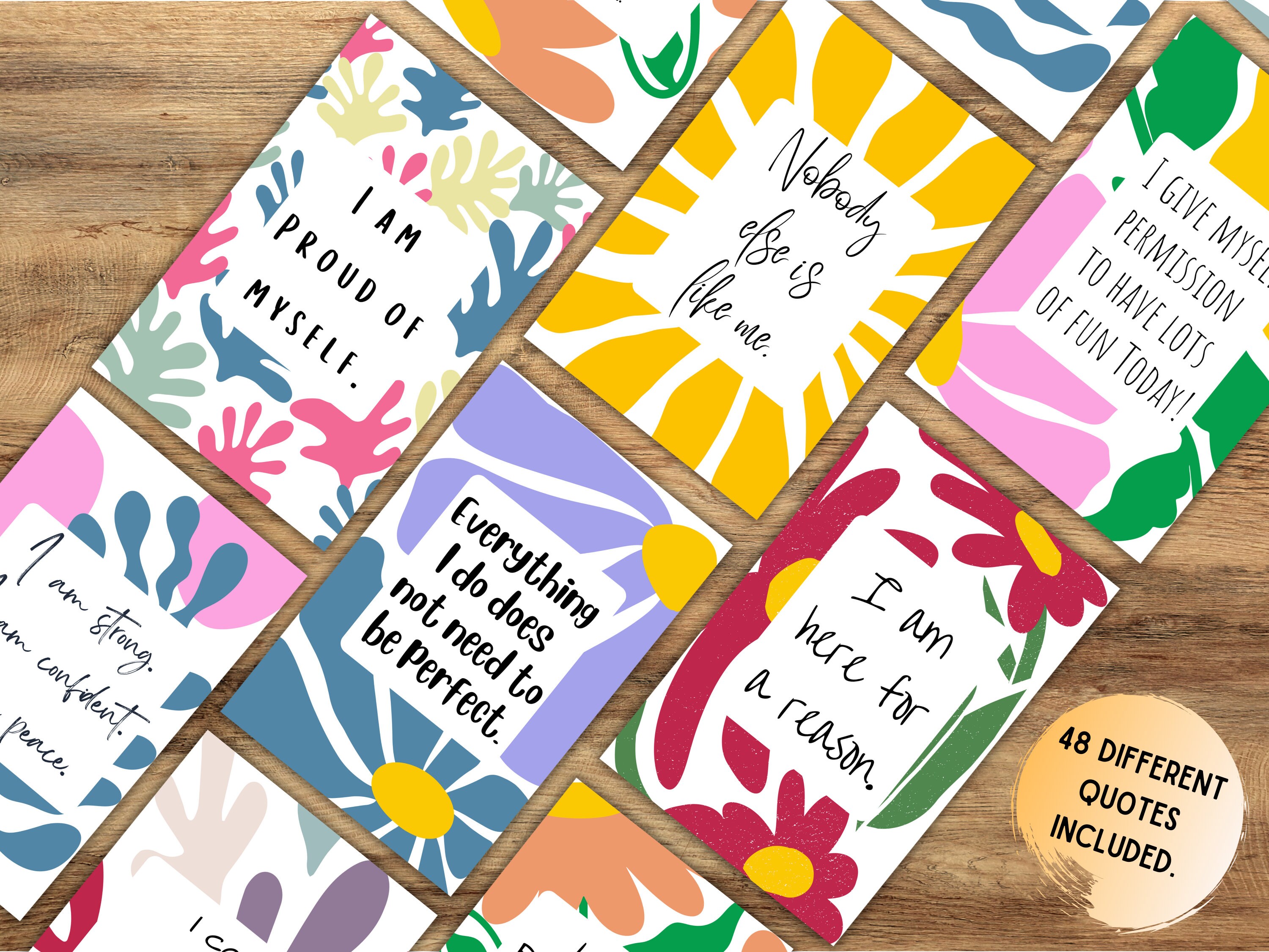 Printable Affirmation Cards, Matisse Style, Colorful Groovy ...