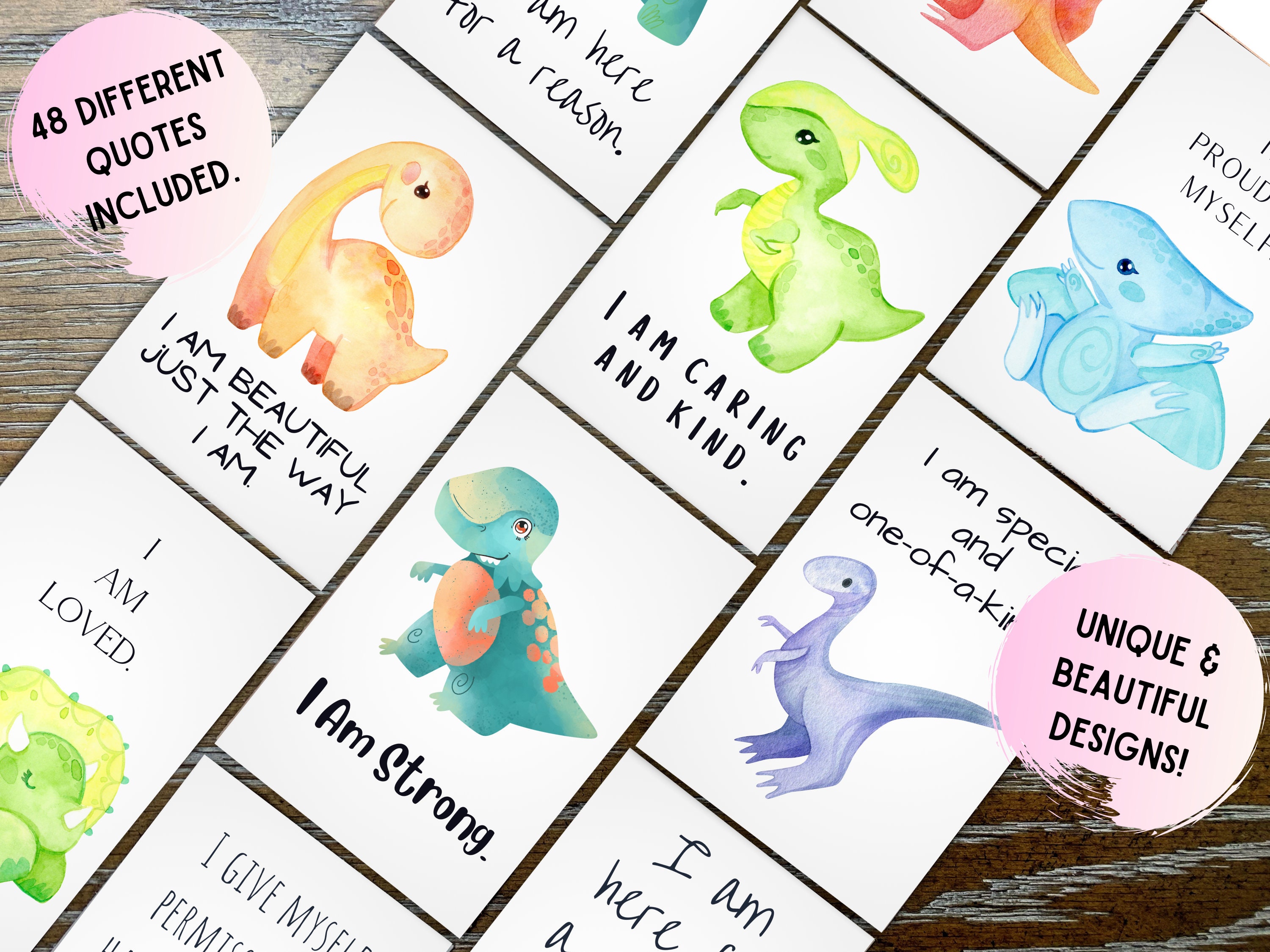 Printable Affirmation Cards, Adorable and Fun Dinosaurs for Kids - Etsy