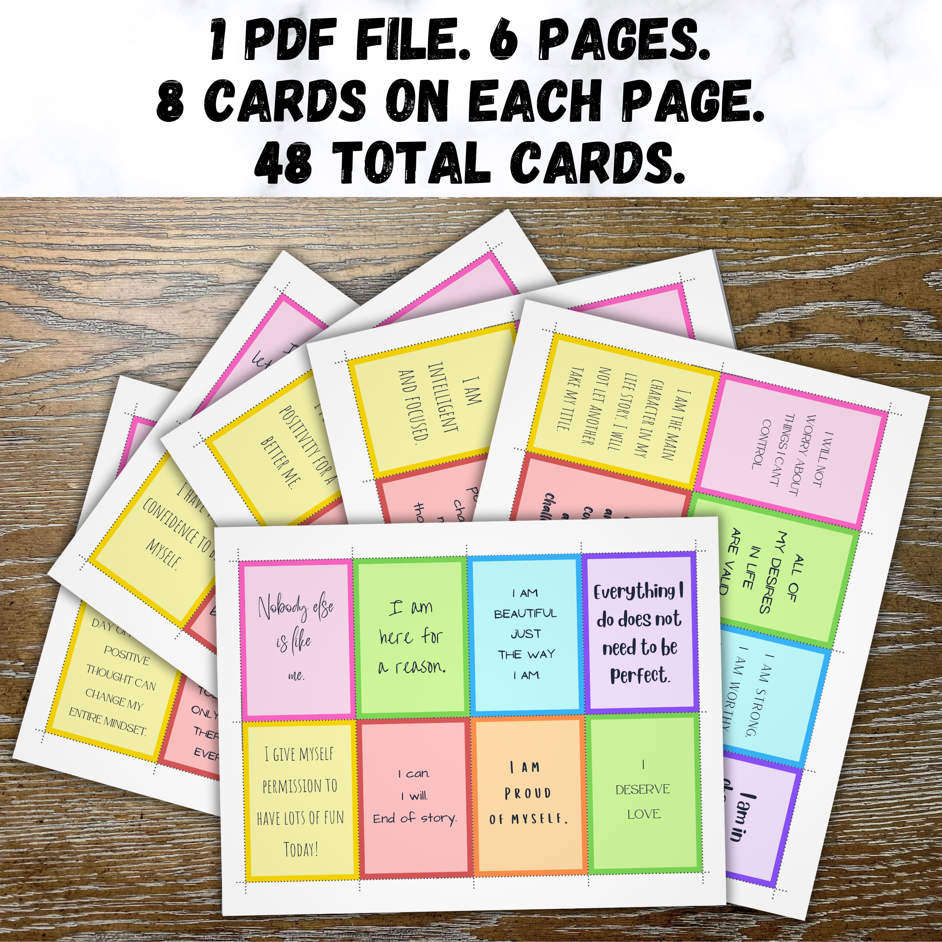 Printable Affirmation Cards, Bright and Bold - Etsy