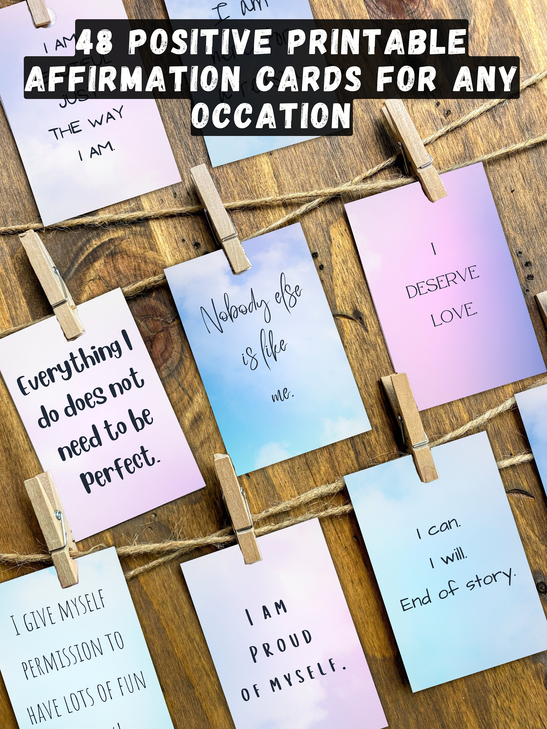 Printable Affirmation Cards, Beautiful Pastel Clouds - Etsy