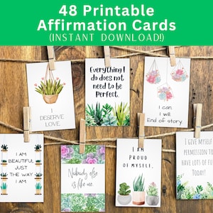 Printable Affirmation Cards, Succulents and Plants - Etsy