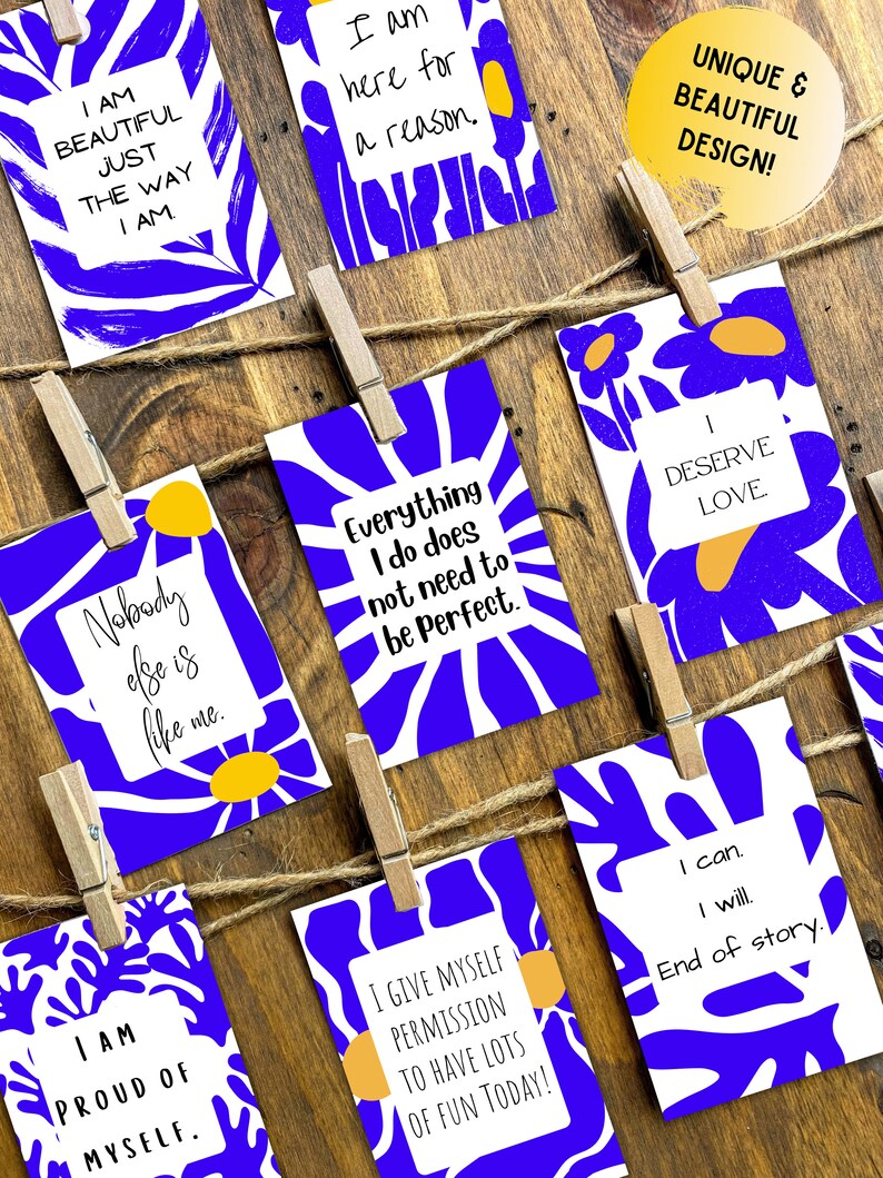 Printable Affirmation Cards, Matisse Style, Groovy Encouragement Cards ...