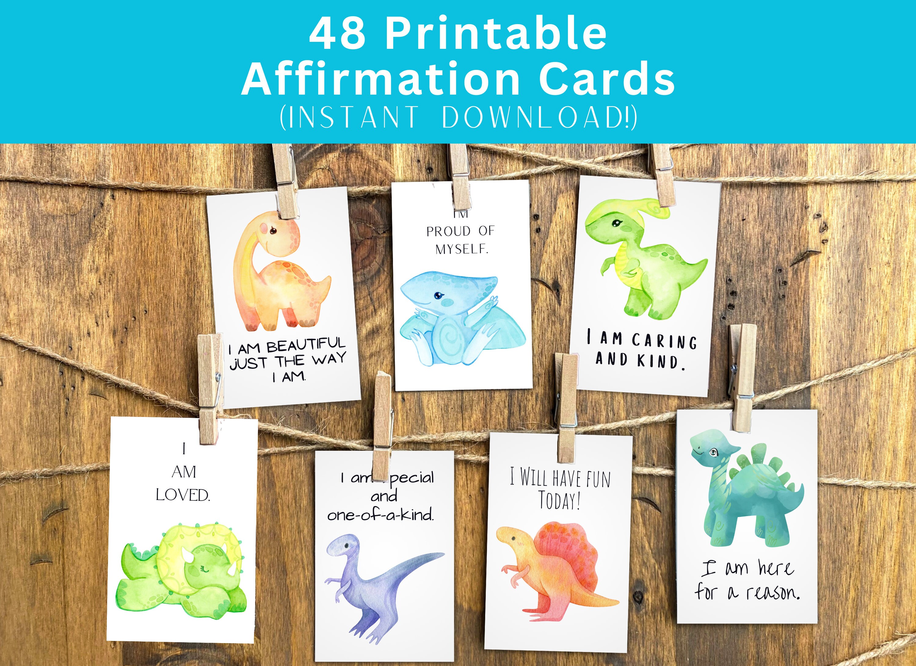 Printable Affirmation Cards, Adorable and Fun Dinosaurs for Kids - Etsy