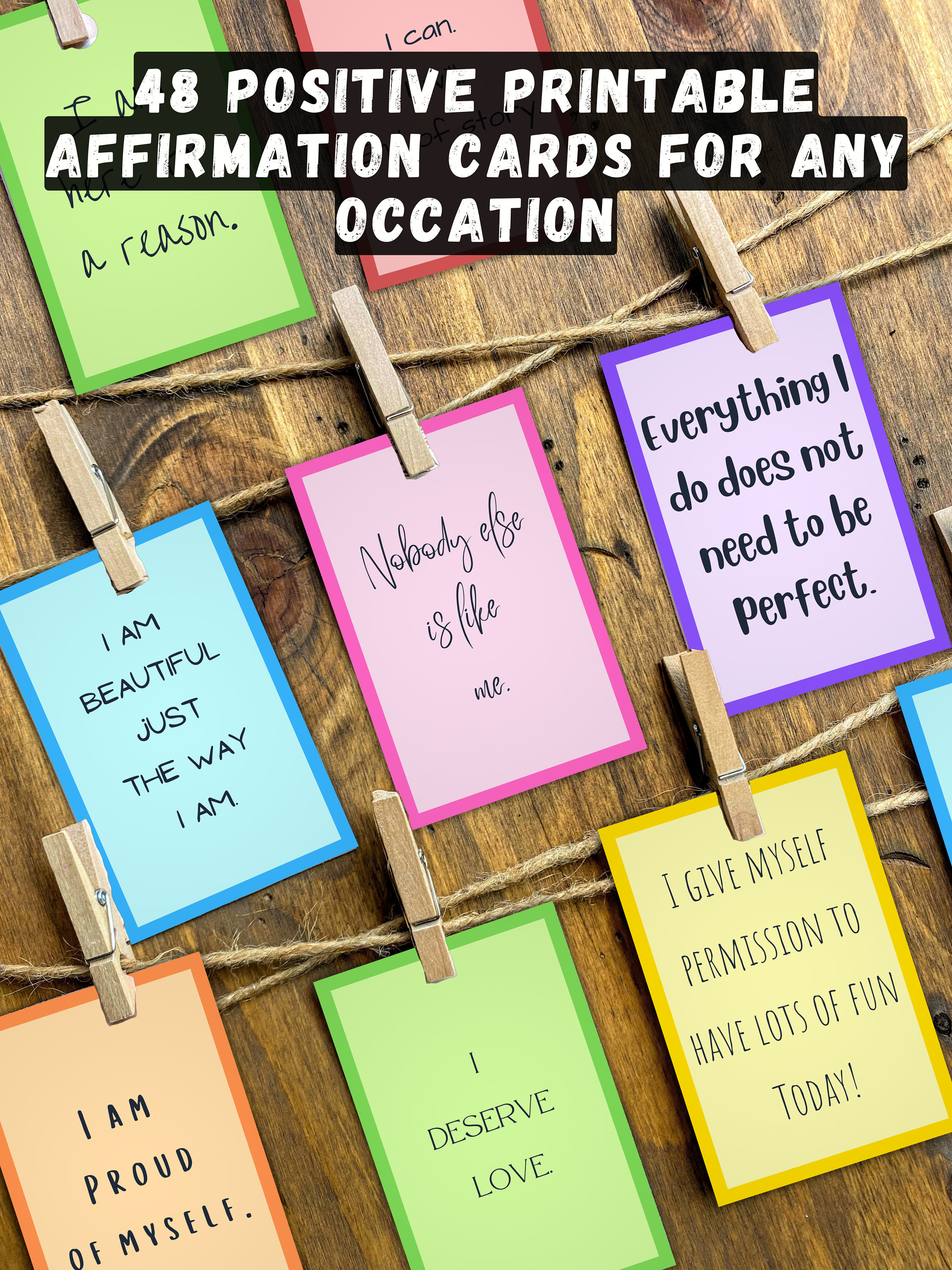 Printable Affirmation Cards, Bright and Bold - Etsy