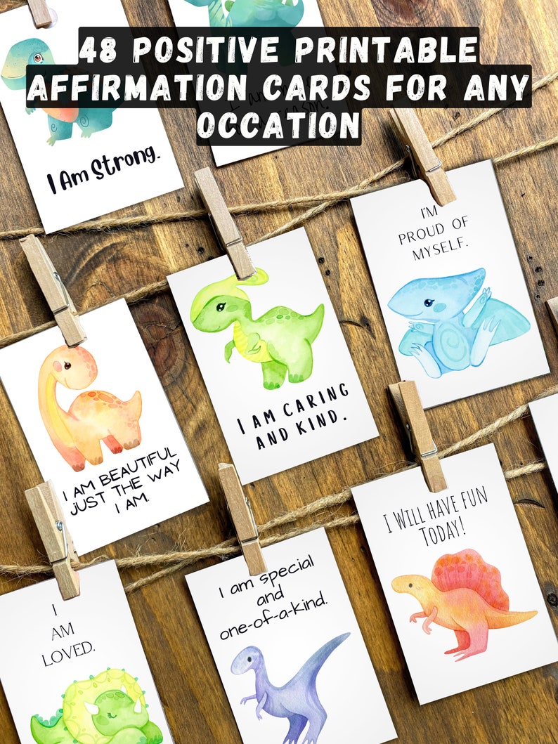 Printable Affirmation Cards, Adorable and Fun Dinosaurs for Kids - Etsy